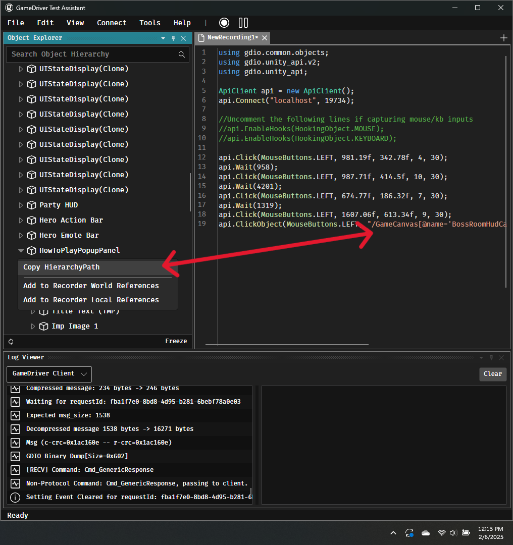 GameDriver Test Assistant